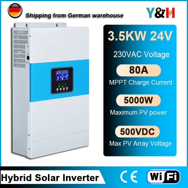 Y&H 3000W Solar Hybrid Inverter 24V AC230V Off-Grid Pure, 60% OFF