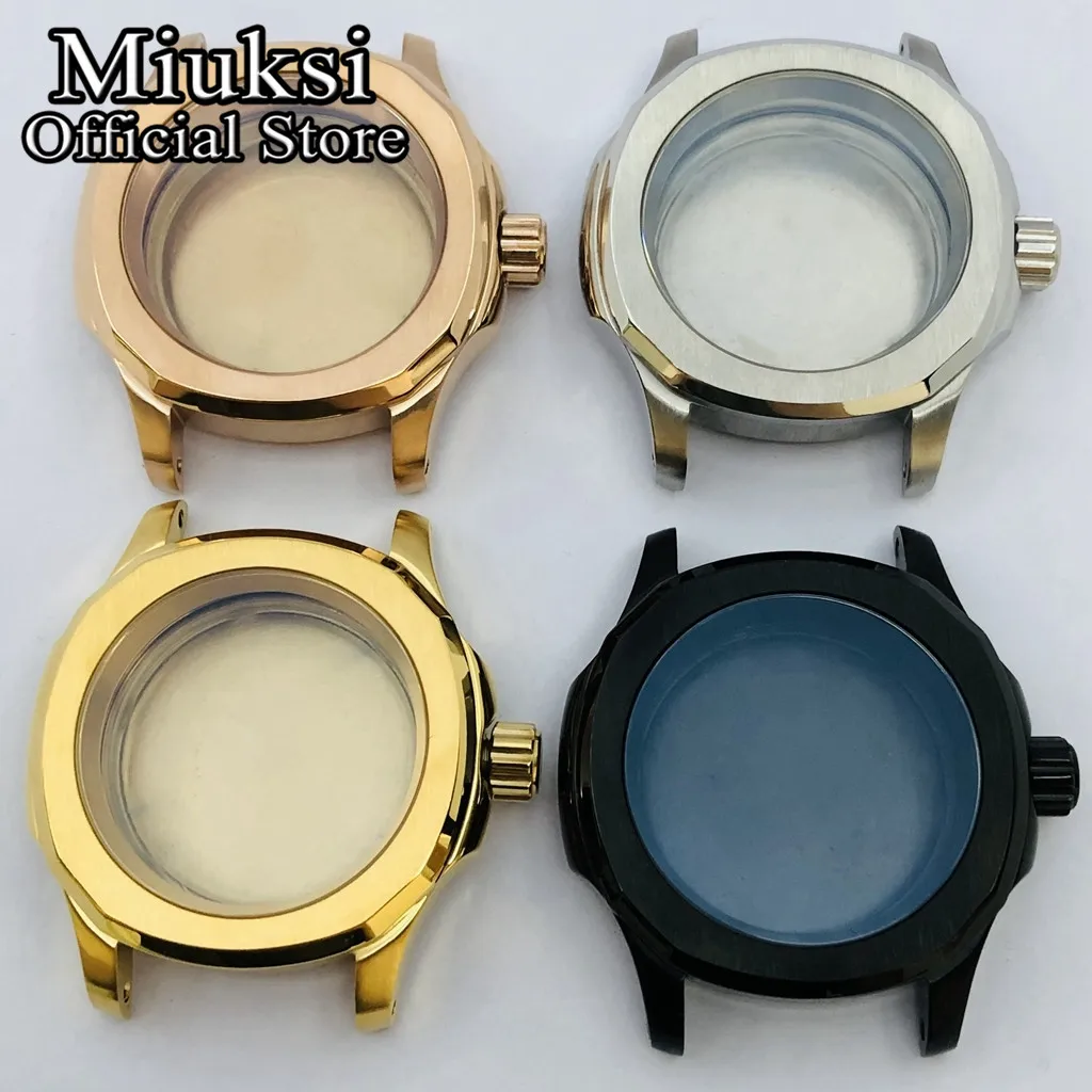 Miuksi 42mm silver black gold rose gold watch case sapphire glass 200m ...