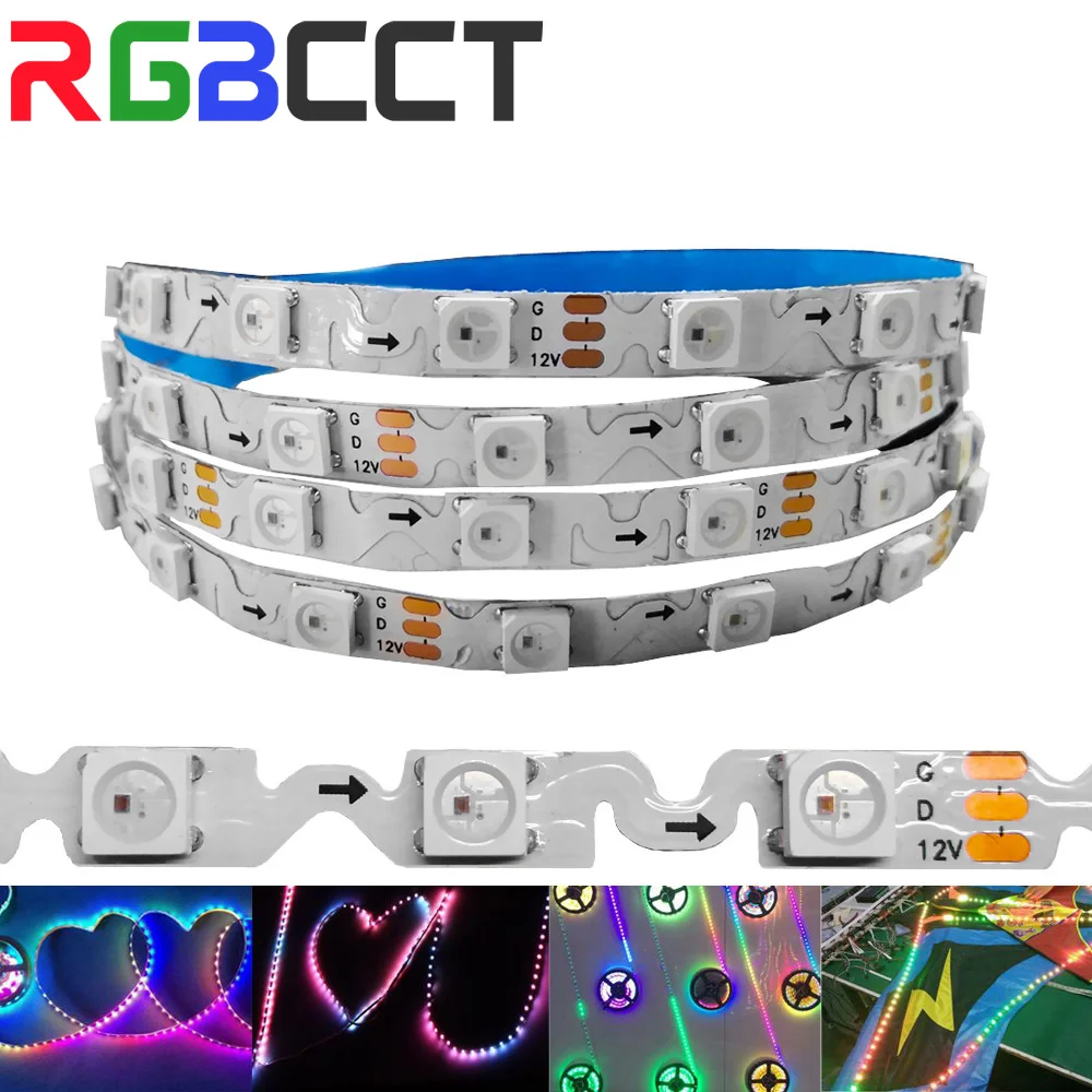 12V WS2811 S Shape Foldable Led Strip Light for DIY 1m 60leds 6mm PCB ...