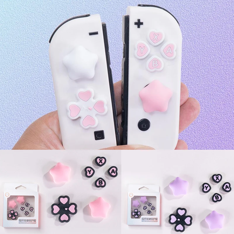 Pink-Purple-Love-Silicone-Soft-D-pad-Cross-Button-ABXY-Key-Sticker-Skin ...