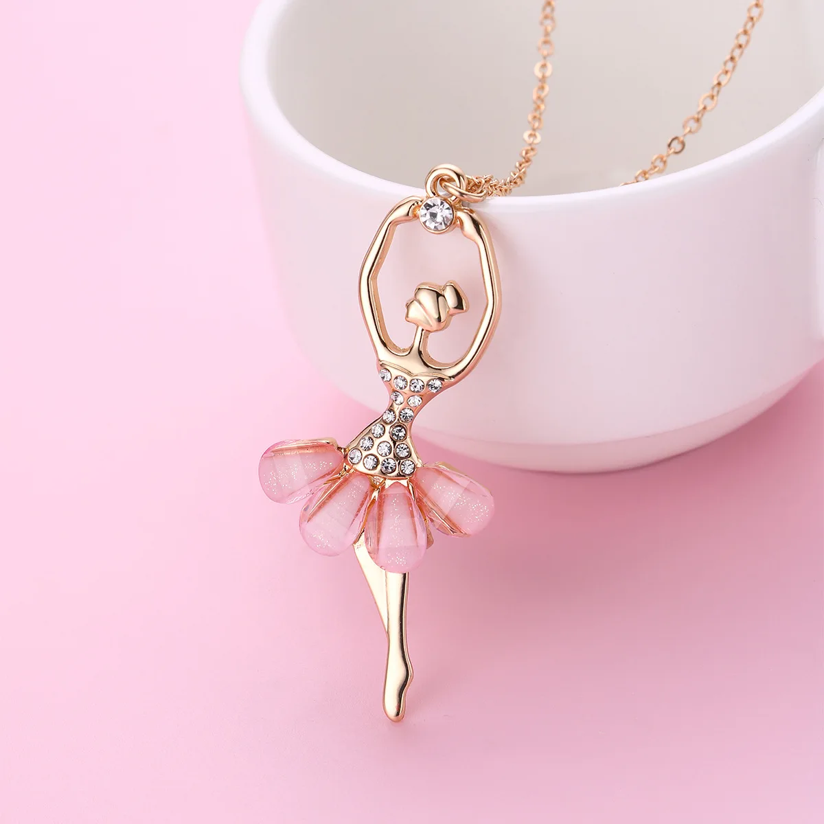 Exquisite Dancing Girl Ballerina Dancer Ballet Pendant Necklace Charm ...