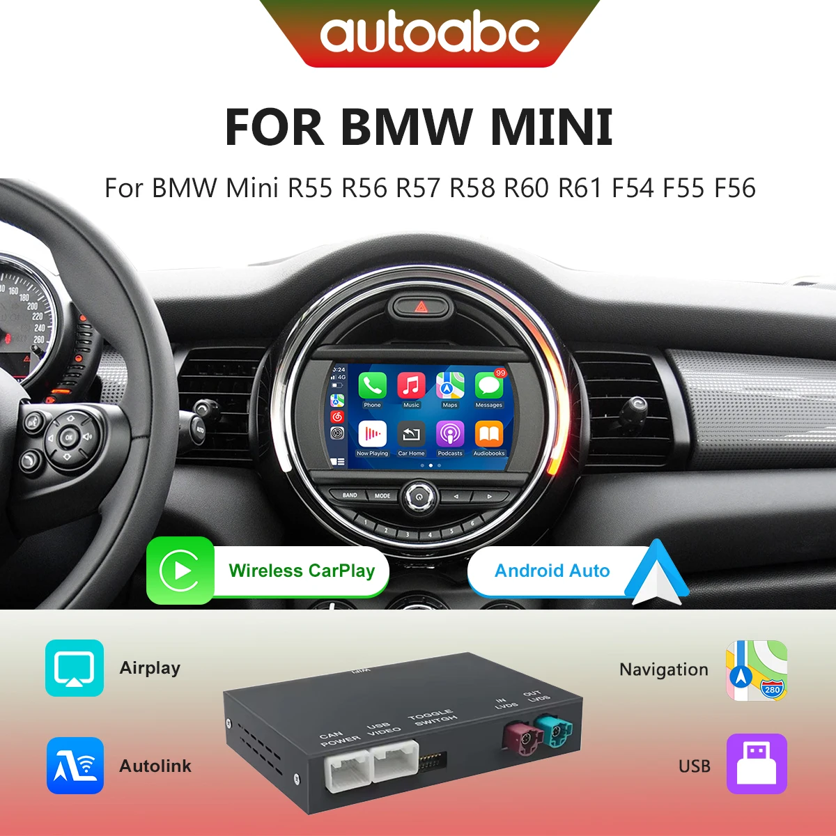 Wireless Carplay Interface Android Auto Module GPS For BMW MINI CIC NBT ...
