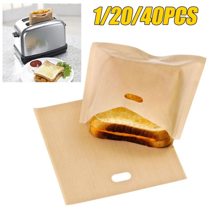 40-Pack-Reusable-Toaster-Bags-Non-Stick-Toasted-Sandwich-Bags-Washable ...
