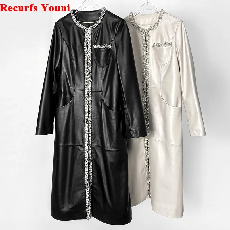 women-Genuine-Leather-Long-Coat-Winter-2023-Flash-Celebrity-Small-Crowd ...