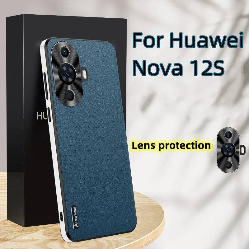 Luxury-Leather-Case-For-Huawei-Nova-12S-Metal-Camera-Protective-Phone ...