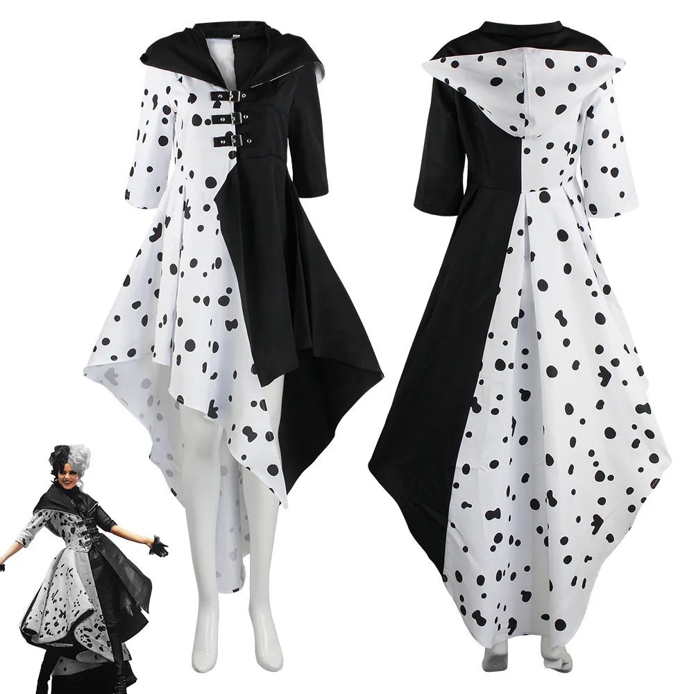 Cruella-Cosplay-Costume-pour-femme-adulte-robe-tenue-Everak-gants ...