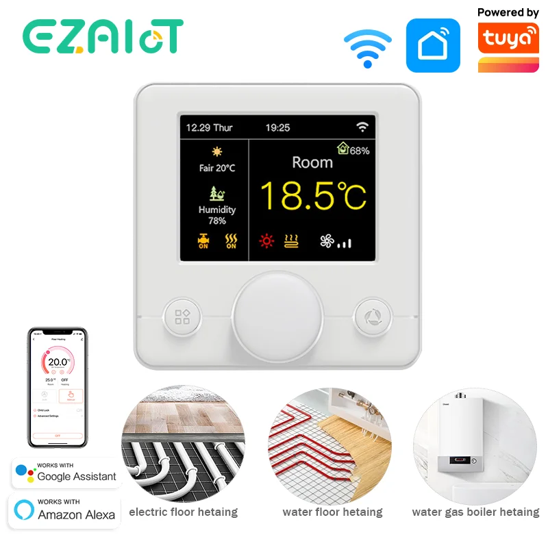 Wifi Floor Heating Thermostat Water Gas Boiler Rgb Screen Tuya Smart Electric Underfloor ...