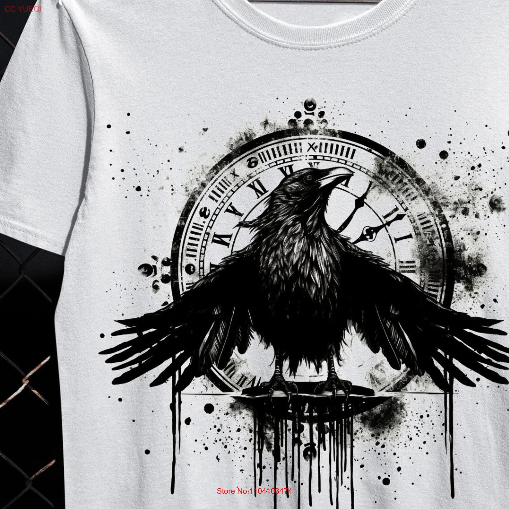 Camiseta-g-tica-de-cuervo-ropa-de-manga-larga-o-corta-estampado-de ...