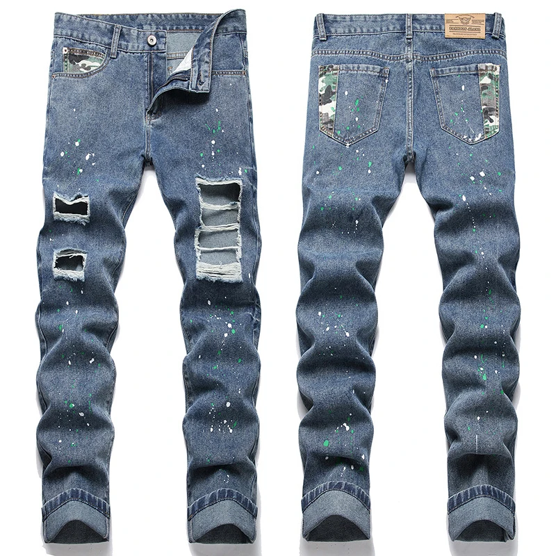 Luxury-Vintag-Hole-Ruined-Long-Pants-Broken-Stretch-Knee-Holes-Jeans ...