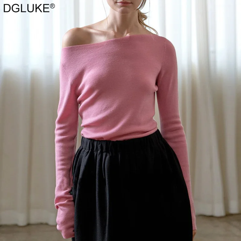 DGLUKE-Slash-Neck-Cashmere-Sweater-Women-Autumn-Winter-Warm-Cozy ...