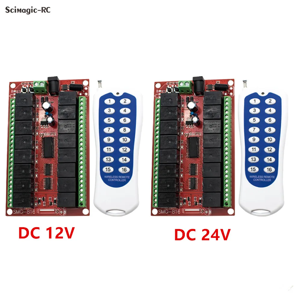 433.92MHZ DC 12V/24V 16 CH Channels 16CH RF Wireless Remote Control ...
