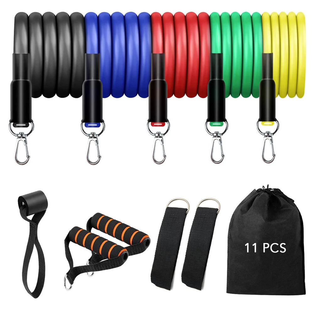 11-Pcs-Resistance-Band-Set-Yoga-Pilates-Abs-Exercise-Fitness-Tube ...