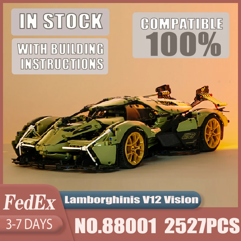 MOYU 88001 Super Racing Car Model Lambo V12 Vision Building Blocks ...