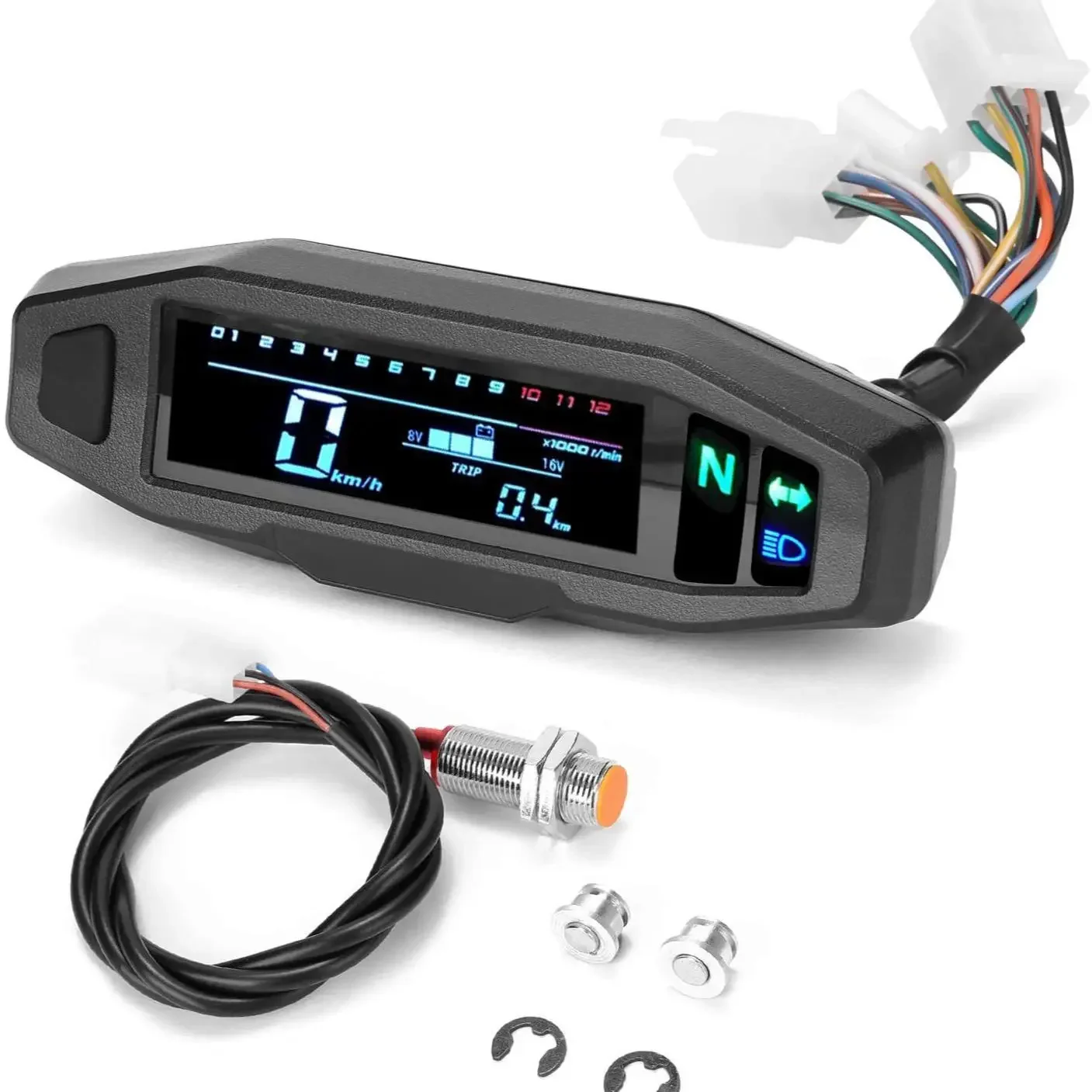 Universal-Motorcycle-Speedometer-Digital-Speed-Meter-LED-Tachometer ...