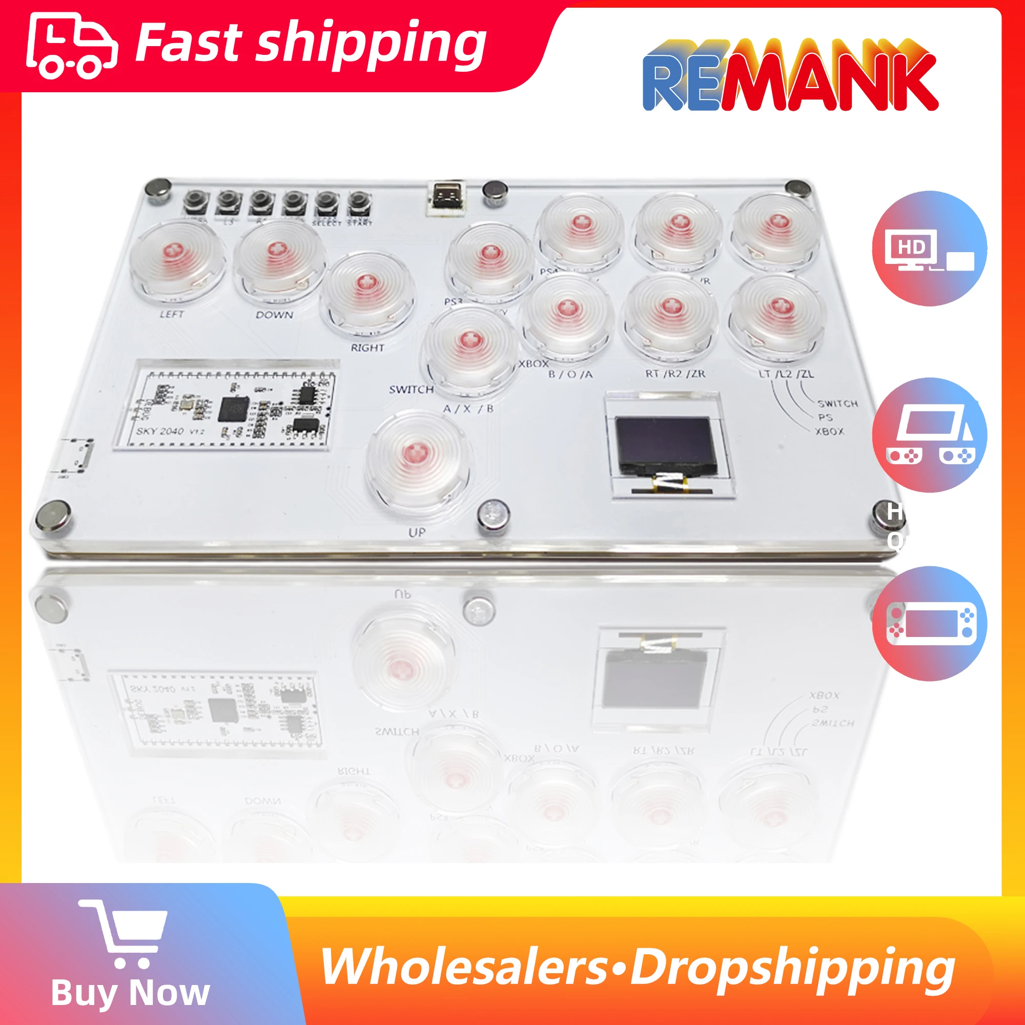 REMANK-Arcade-hitbox-Keyboard-hitbox-leverless-PS5-For-PS4-Switch-Fight ...