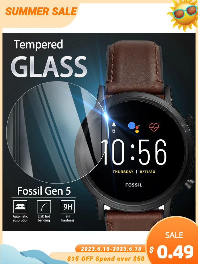 Vidrio Templado Premium 9H para Fossil Gen 5, Protector de pantalla ...