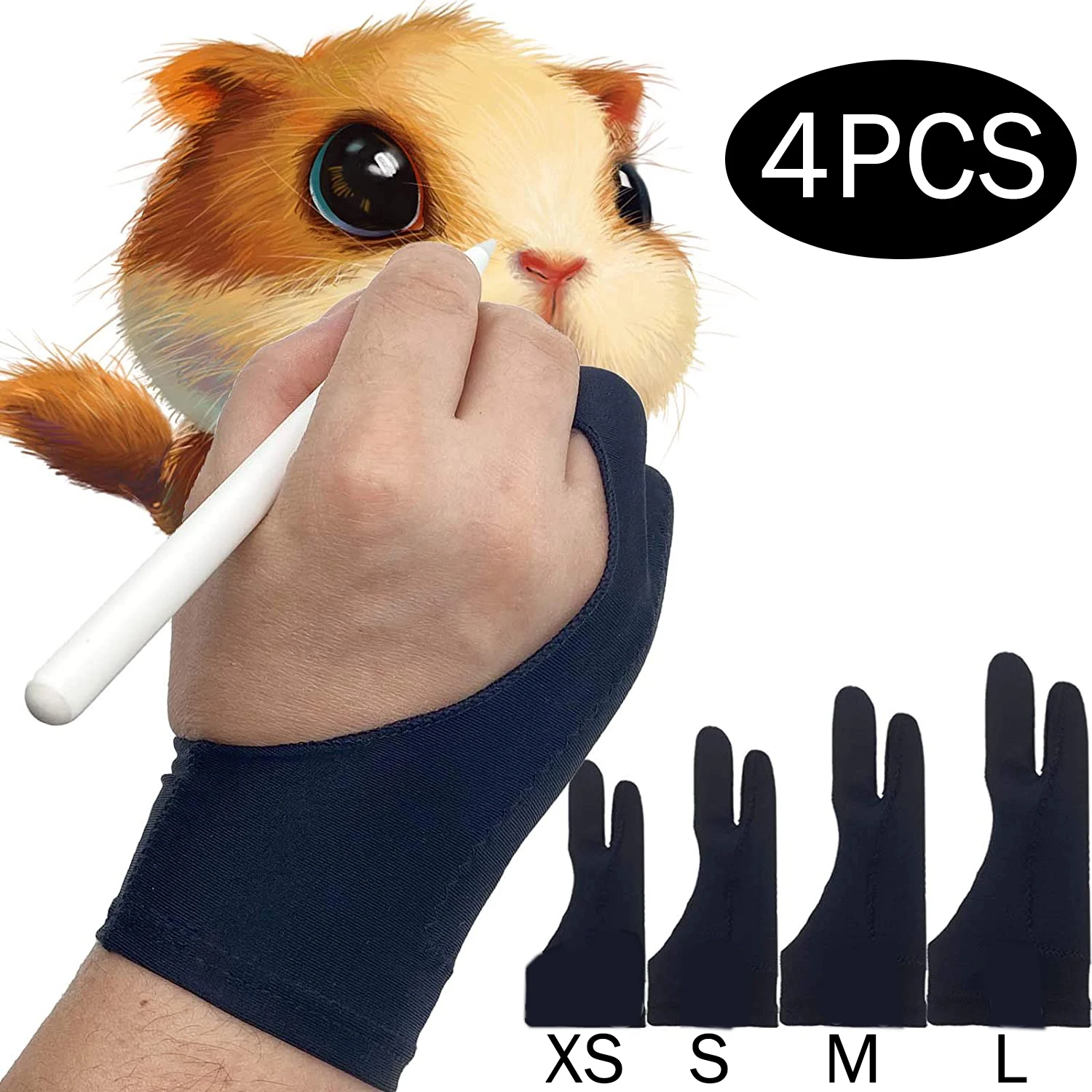 1-4Pcs-Two-finger-Artist-Glove-Palm-Rejection-Tablet-Drawing-Gloves-for ...