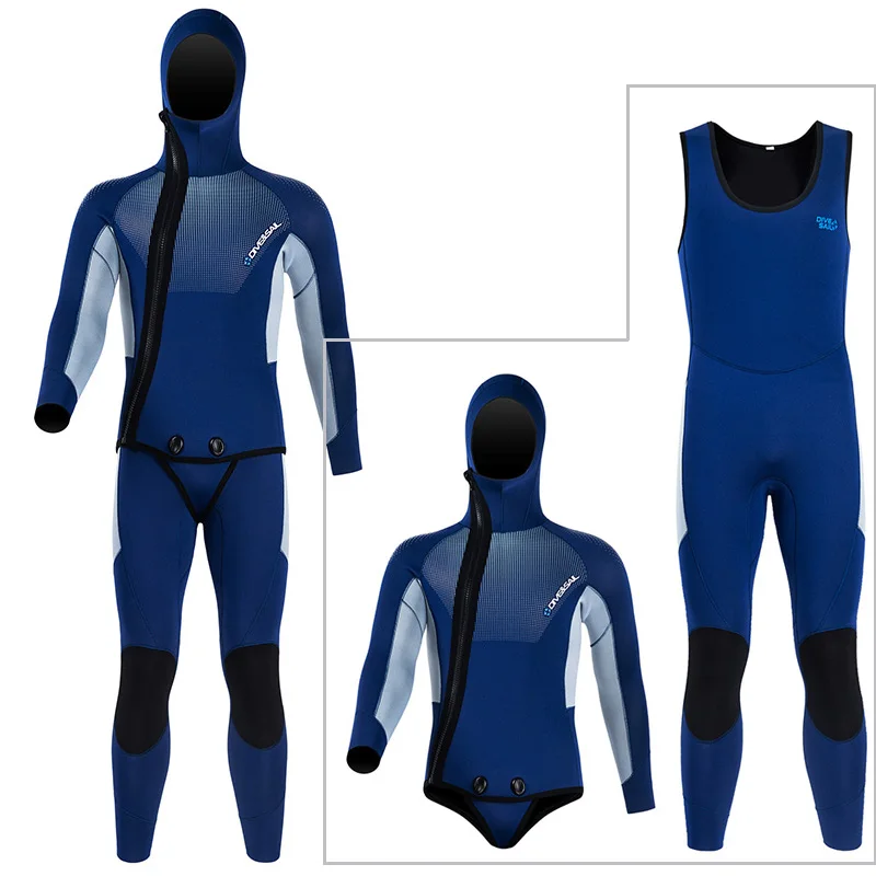 5mm-Neoprene-Spearfishing-Wetsuit-2-Pieces-Mens-Full-Body-Scuba-Diving ...