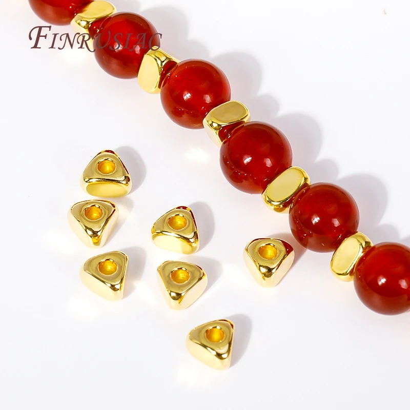 50-PCS-4X2-3mm-18K-Gold-Plated-Smooth-Thick-Triangular-Bead-Spacer ...