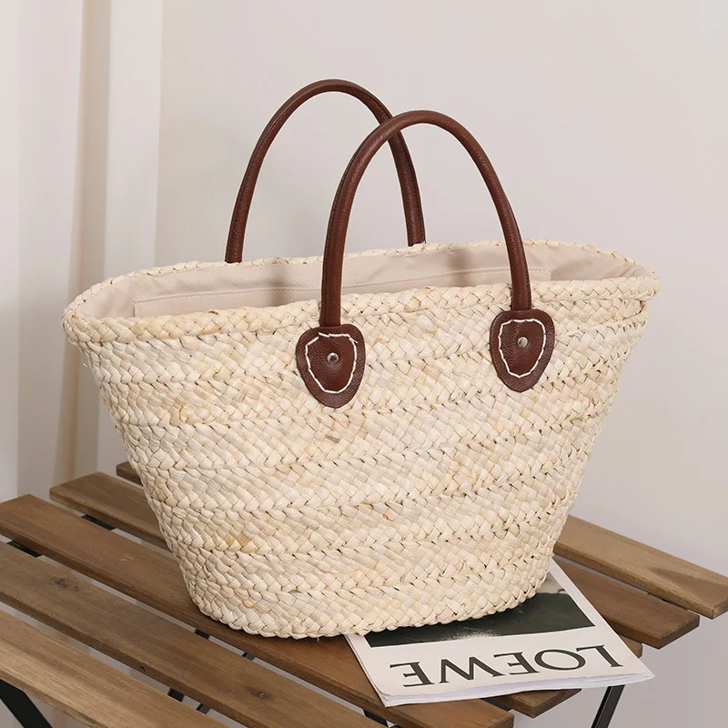 Casual Wicker Woven Large Capacity Tote Rattan Women Handbags Designer ...