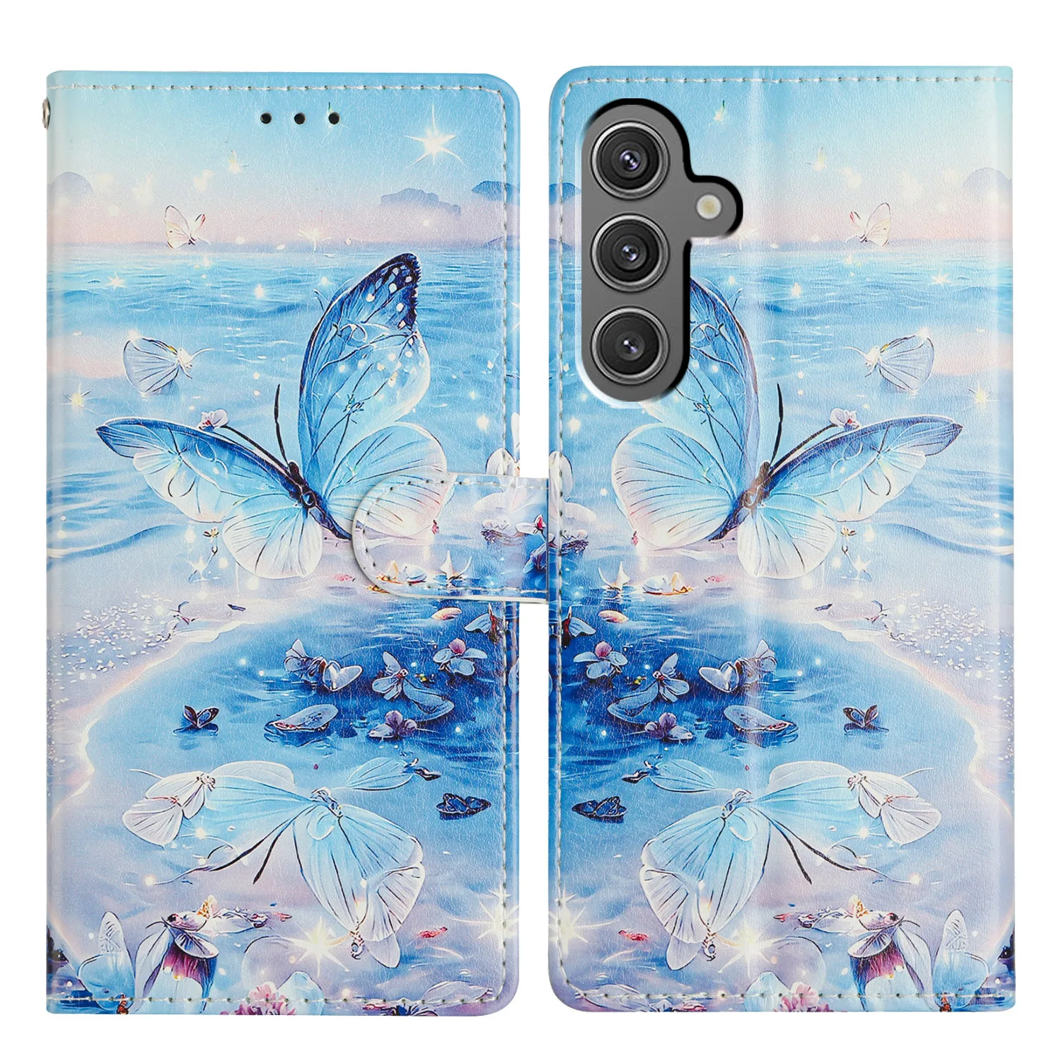 3D Butterfly Flower Leather Flip Phone Case Cover for A35 (8)