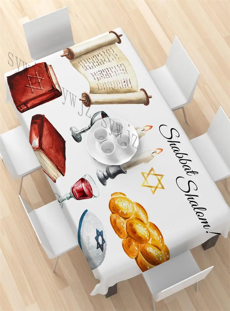 Jewish-Shabbat-Tablecloth-Party-Decoration-Shabbat-Seder-Jewish-Hebrew ...