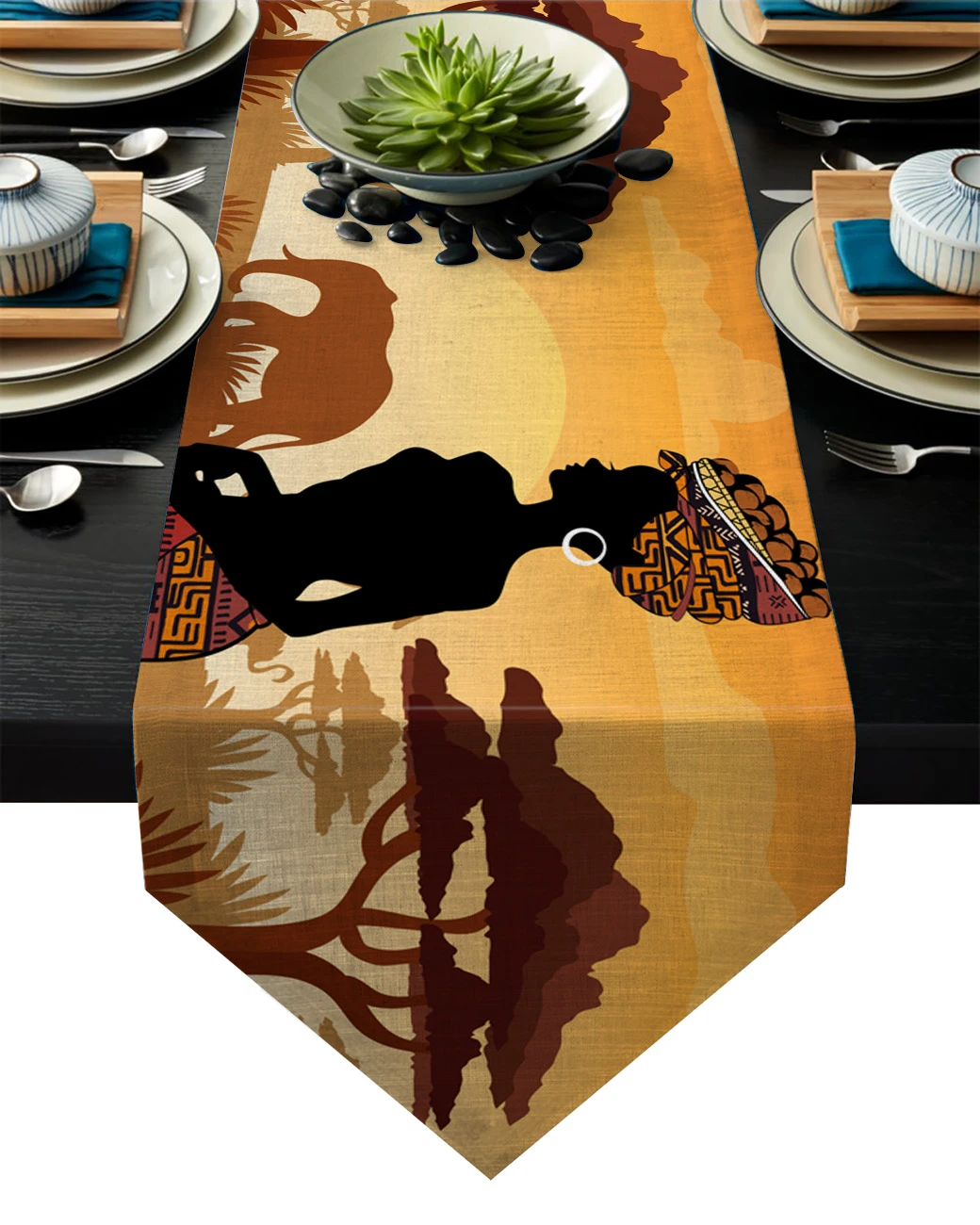 Ethnic African Giraffe Elephant Table Runner Modern Dining Buffet ...