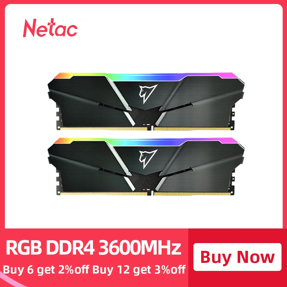 Netac Ram Memory Ddr4 Rgb Ddr4 8gb 16gb 3200mhz 3600mhz Ram Memoria Ddr4 Heat Sink Udimm Dual ...