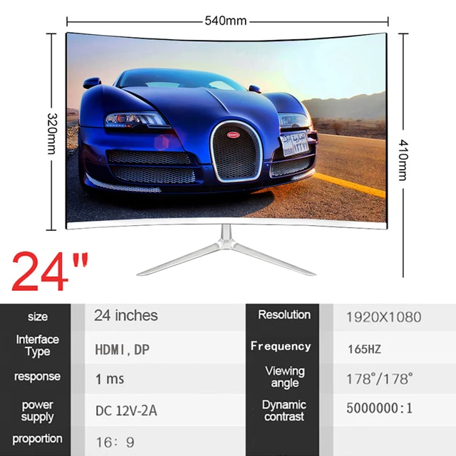 24 inch 144hz Monitors Gamer 1K HD Gaming Monitor PC LCD Curved Monitor ...