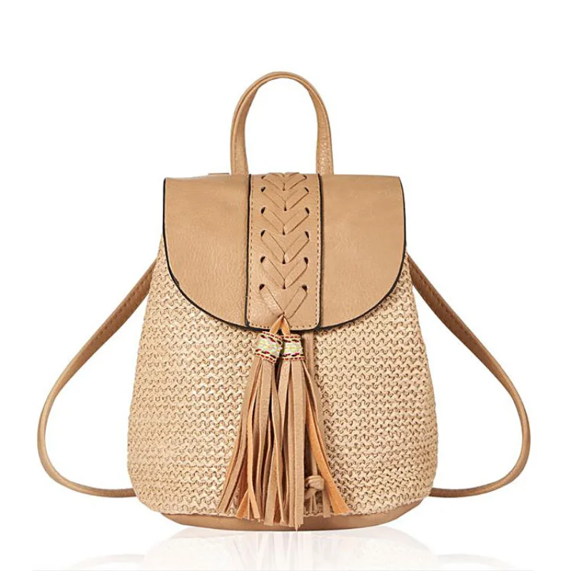Vintage Straw Backpack Women Fashion Shoulder Bag Bohemian style Straw ...