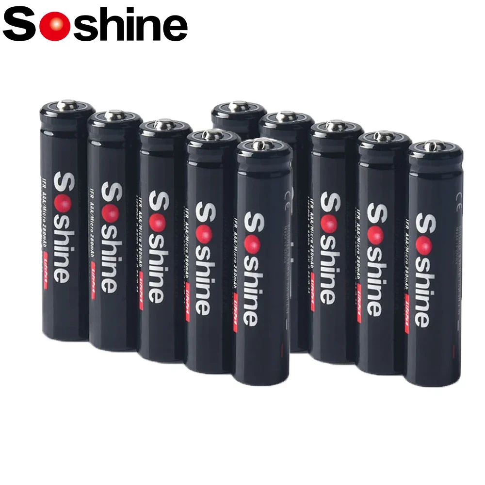 Soshine-10PC-10440-280mAh-Rechargeable-Battery-3-2V-AAA-LiFePO4-Battery ...