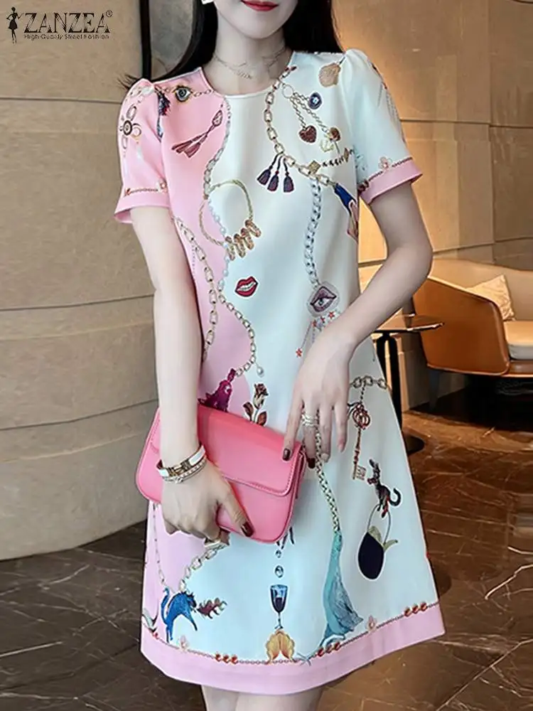 ZANZEA-Vestido-feminino-estampado-floral-na-altura-do-joelho-vestido-de ...