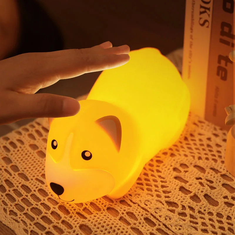 LED-Cute-Corgi-Night-Lights-Touch-Sensor-Animals-Night-Lamp-Silicone ...