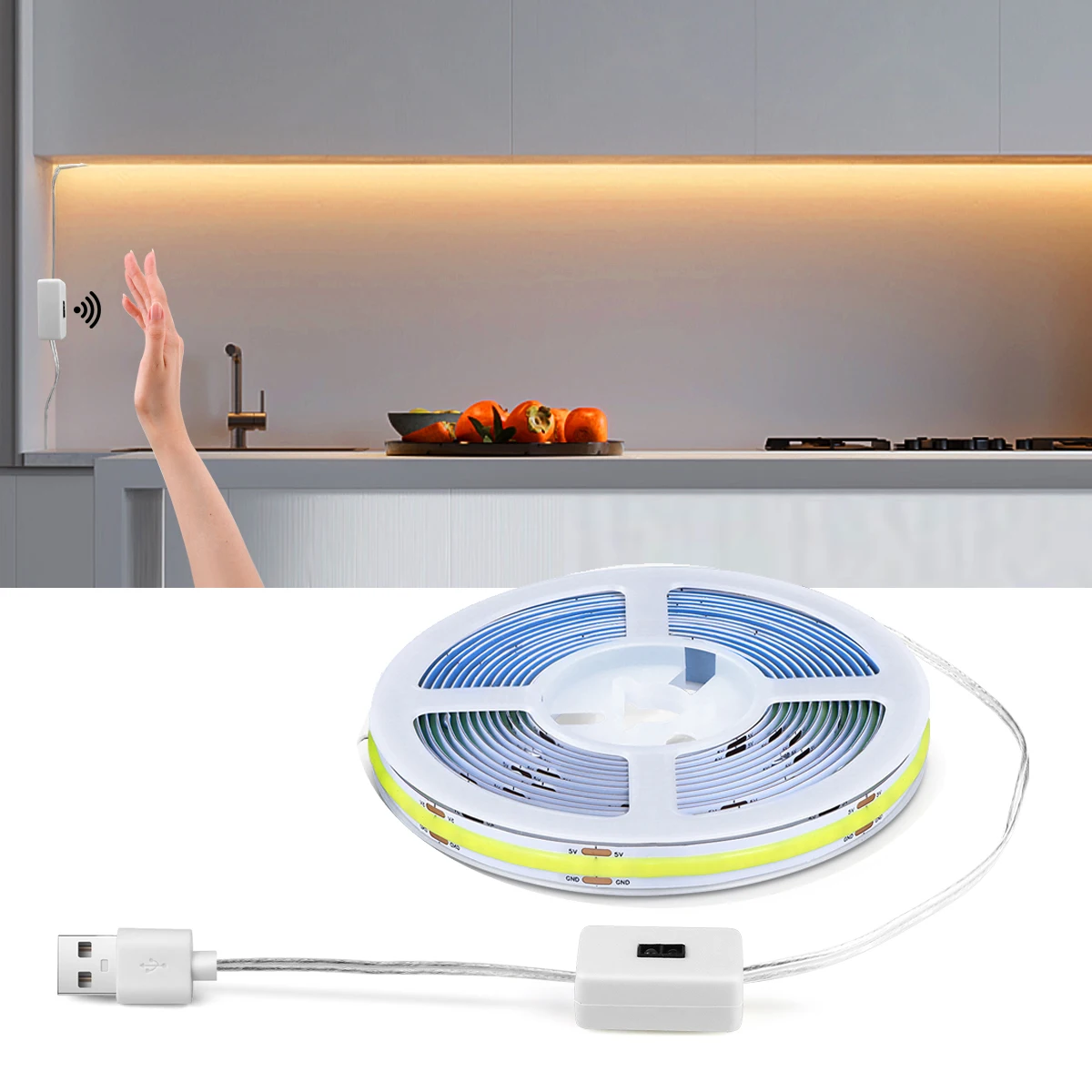 5V-COB-USB-LED-Strip-Lights-with-Hand-Sweep-Switch-Motion-Sensor-Strip ...