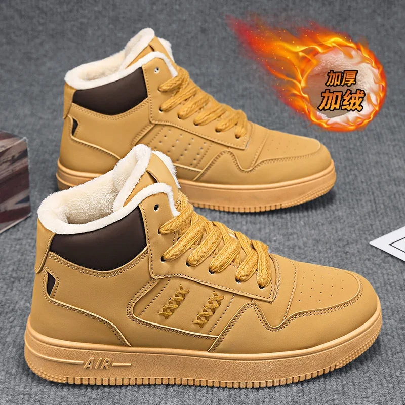 Mens-Shoes-Winter-Fur-Warm-Snow-Sneakers-Casual-Leather-Platform ...