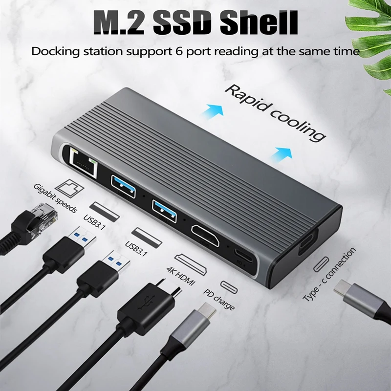 USB-C-Hub-M-2-SSD-Enclosure-Compatible-USB3-1-RJ45-PD-Type-C-Docking ...