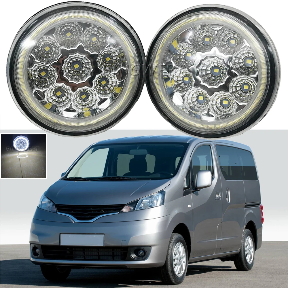 Fog-Light-Assembly-For-Nissan-NV-200-NV200-2010-2019-LED-Angel-Eye-DRL ...