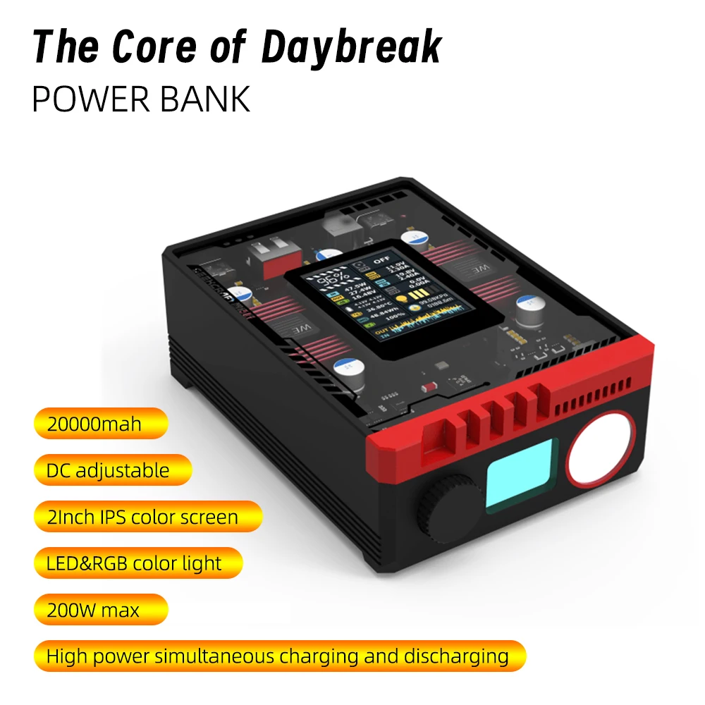 200W-Powerbank-2inch-IPS-Color-Screen-DC-Adjustable-20000mah-21700-No ...
