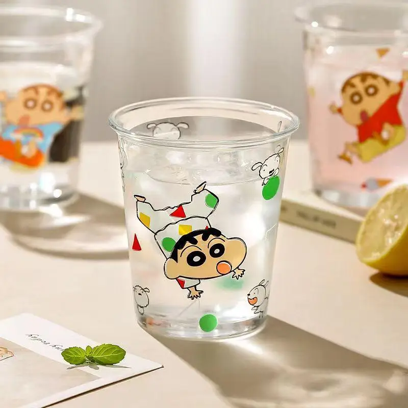 301-400Ml-Creative-Sanrios-Glass-Cup-Cartoon-Crayon-Shin-Chan ...