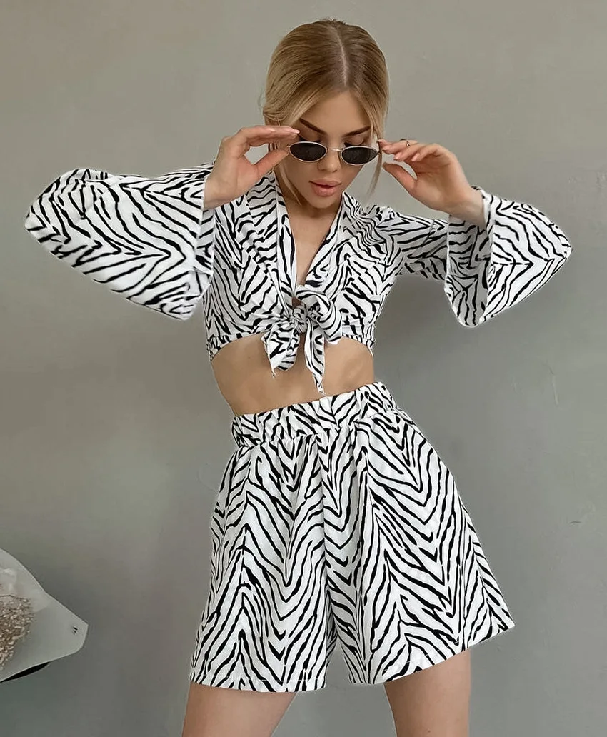 Fashionable-and-Comfortable-Women-s-Home-Outfits-Zebra-Print-Two-Piece ...