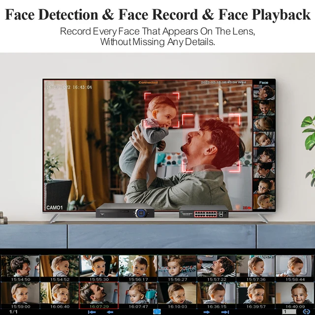 Techage H.265 32Ch 4K 8Mp Biztonsági Kamerarendszer Arcfelismerés Intelligens Ai Színes Éjszakai ...