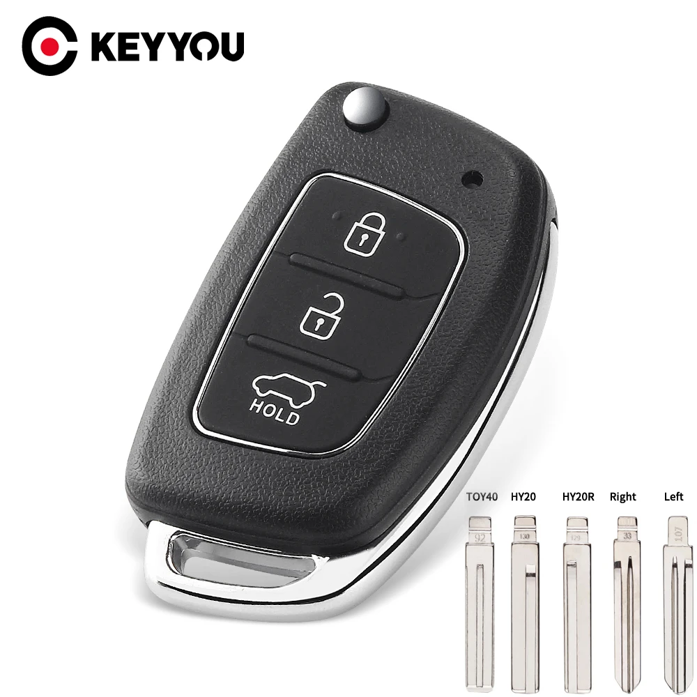 KEYYOU Flip Remote Car Key Shell Case For Hyundai Solaris ix35 ix45 ...