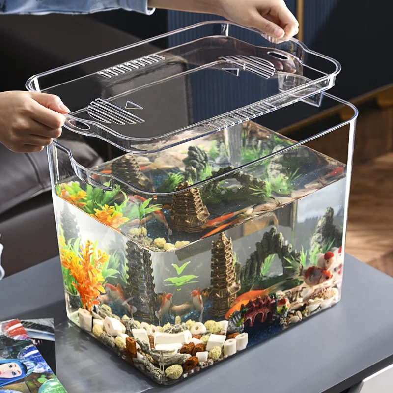 PET Explosion-proof Fish Tank Tabletop Mobile Small Ecological Water ...