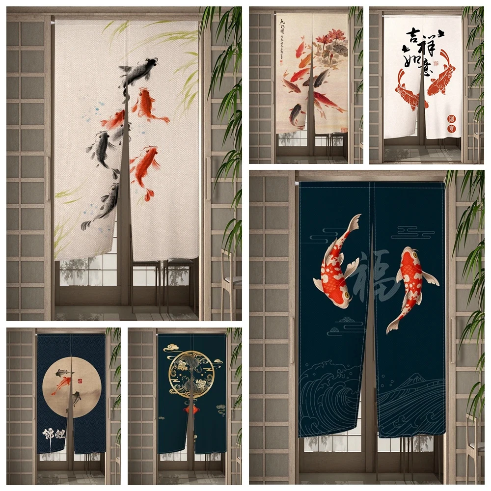 Japanese-Split-Hanging-Door-Curtain-Koi-Printed-Fu-Partition-Kitchen ...