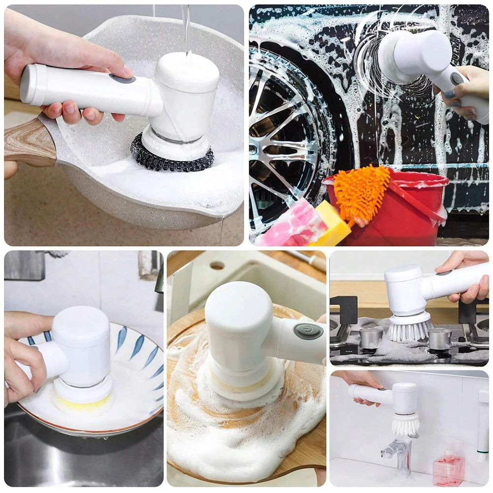 Electric-Spin-Scrubber-USB-Rechargeable-with-5PCS-Brush-Heads-Handheld ...