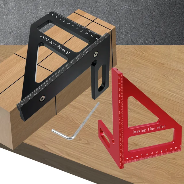 Carpenter Measuring Tool 3D Woodworking Square Protractor - 45/90 ...