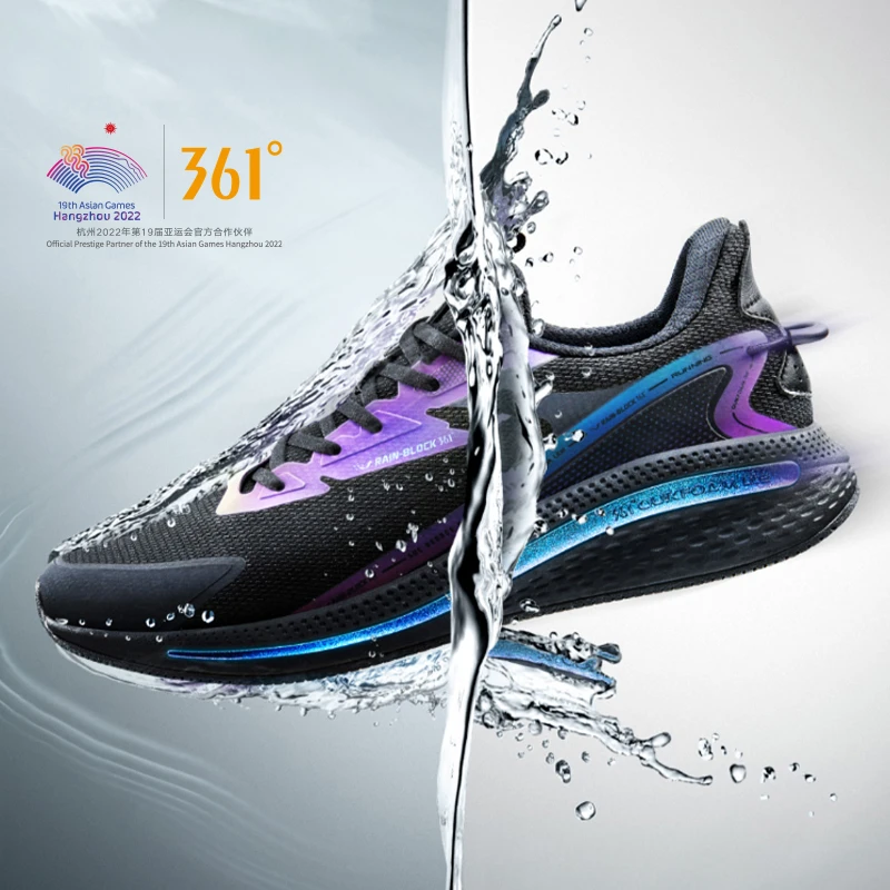 361 Degrees Rainblock 4.0 Men Running Sport Shoes Waterproof Technology ...
