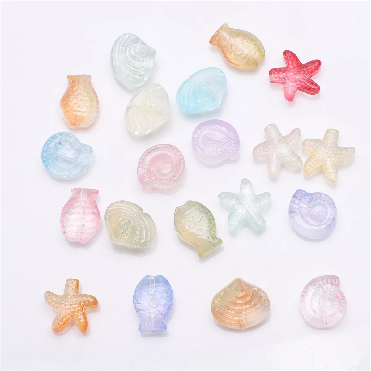 20Pcs-Mixed-Starfish-Snail-Shell-Small-Fish-Crystal-Glass-Pendants ...