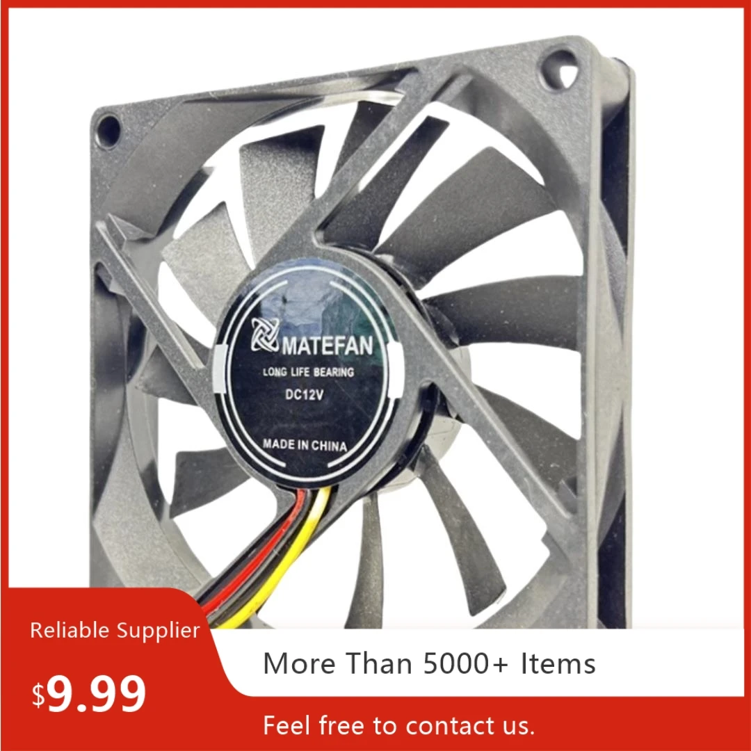 Ultra-Thin 80mm 8015 Cooling Fan, 12V 0.37A, 4300 RPM, Dual Ball 3-Pin ...