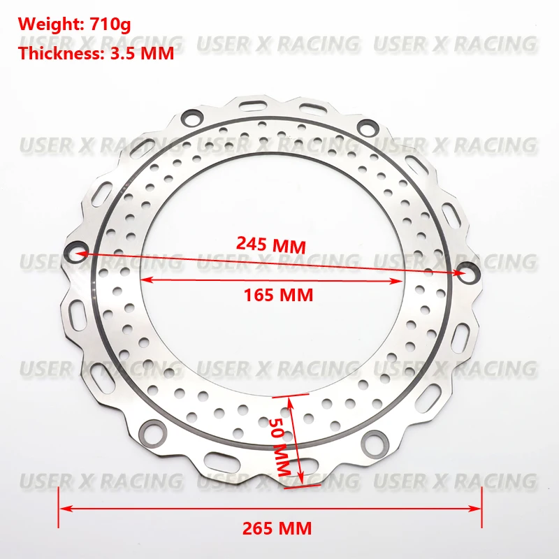 USERX Universal Motorcycle Front Rear 265mm Brake Disc rotor for ATV ...